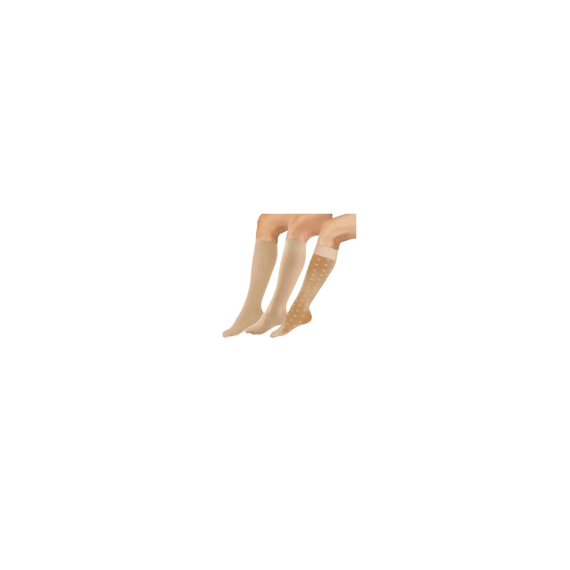 Mi-bas de compression beige - les 3 paires
