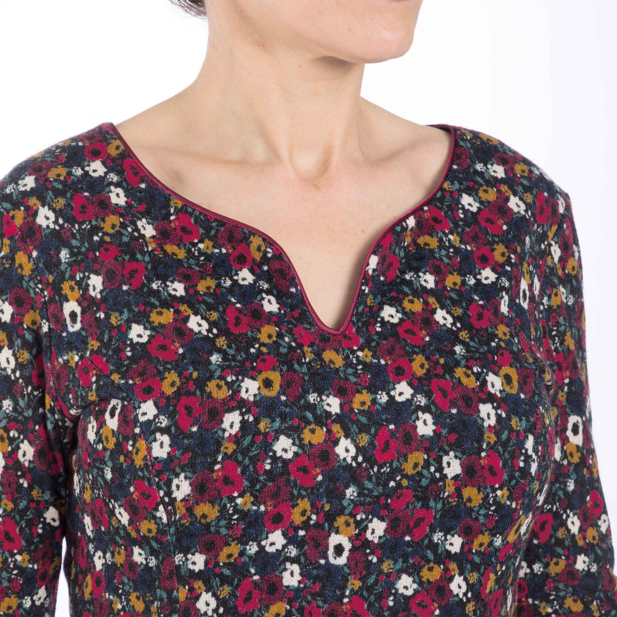 Robe imprimé fleuri extensible infroissable